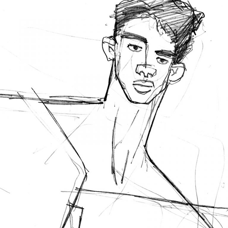 Shirtless Male Figure in Jeans – The Art of Douglas Simonson